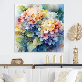 Designart "Blue Green Hydreangea" Floral Hydrangea Canvas Prints - Bed ...