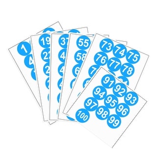 Round Number Stickers 75mm Number 1-100 Self Adhesive PVC Label - Blue ...