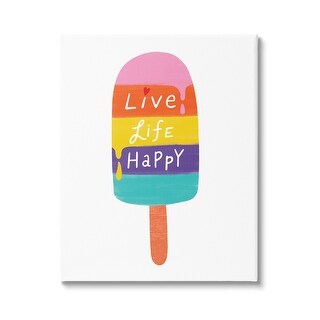 Stupell Live Life Happy Rainbow Stripe Popsicle Summer Illustration ...
