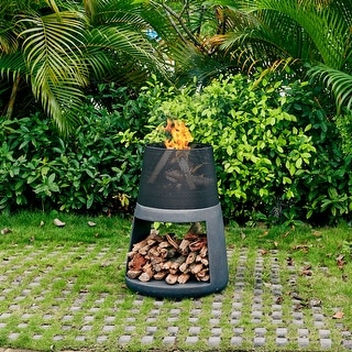 Danya B. Outdoor Conic Wood Burning Faux Stone Fire Pit - Bed Bath ...