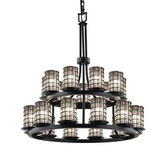 Wire Glass Dakota 2 Tier Chandelier, Grid with Clear Bubbles Shade ...