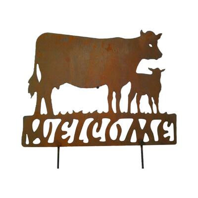 California Home and Garden Metal Rustic Look Rust Cow Welcome Sign on ...