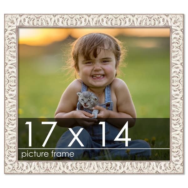 17x14 Ornate White Washed Complete Wood Picture Frame with UV Acrylic ...