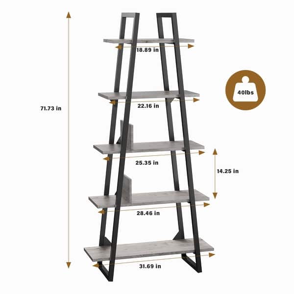 Wood 5 Tier Bookshelf Bookcase Ladder - Bed Bath & Beyond - 40211909