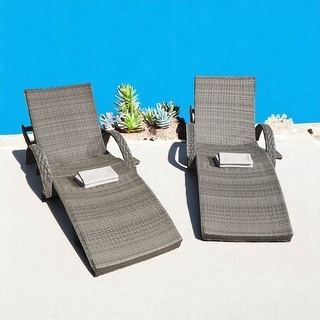 Outdoor Chaise Lounge Chairs Set of 2 with Adjustable Backrest,Patio ...