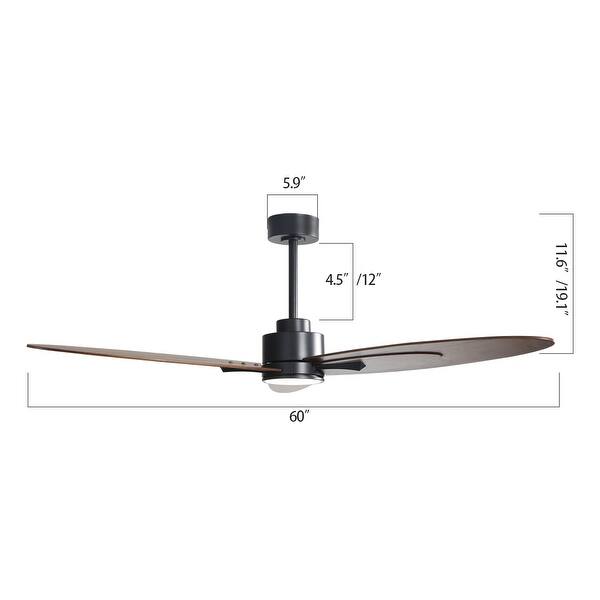 WINGBO 60-in 3-Blades Indoor Ceiling Fan with LED Light & Remote - Bed ...