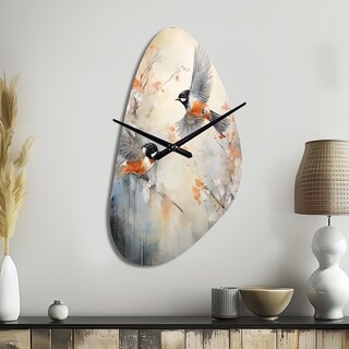 Designart Bird Avian Symphony I - Bird Large Wall Clock in Fall Shape ...