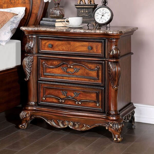 Antiochus Traditional Oak Wood 3 Drawer Nightstand with USB Charger by Furniture of America Bed Bath Beyond 35568673