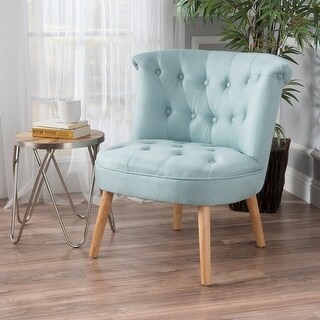 Blue Tufted Chair No Handrails with Wood legs Accent Chair for Living ...