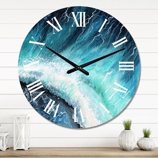 Designart 'Navy Blue Ocean Waves With White Seafoam I' Nautical ...