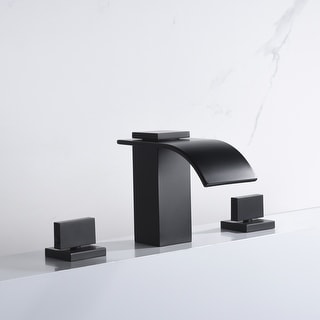 SUMERAIN High Flow Waterfall Black Roman Tub Faucet,Two Handle Deck ...