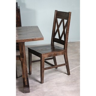 Devizes Solid Wood Cross Back Side Chair Set of 2 in Brown - Bed Bath ...