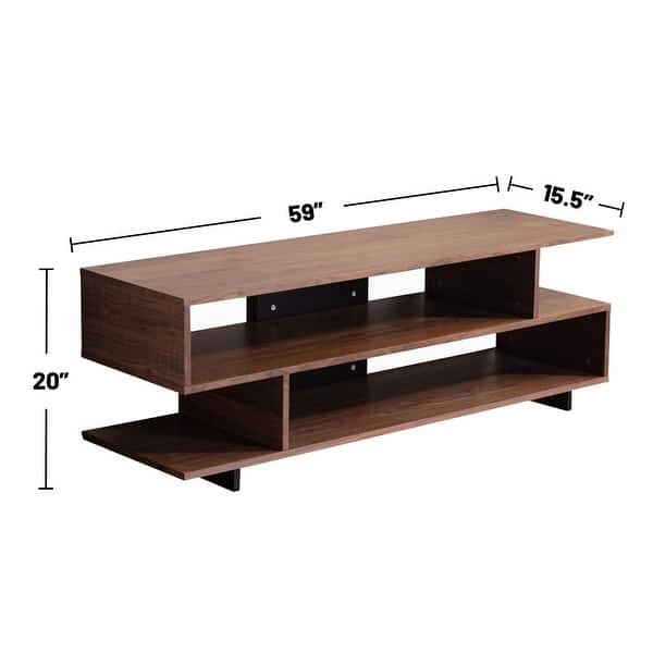 Particle Board TV Stand with 2 Levels of Shelves in Brown Walnut - Bed ...