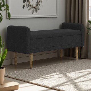 45.98" Teddy Velvet Storage Stool with Rubber Wood Legs ...