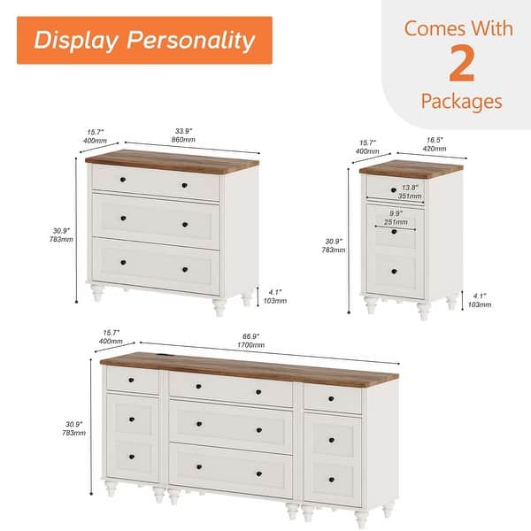 3-in-1 Dresser for Bedroom with 5 Drawers, Mid Century Storage Cabinet ...