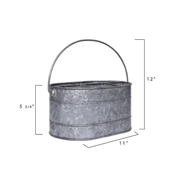 Galvanized Metal Storage Caddy with 4 Compartments and Handle - Bed ...