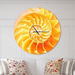 Designart 'Yellow Nautilus Shell' Oversized Coastal Wall CLock - Bed ...