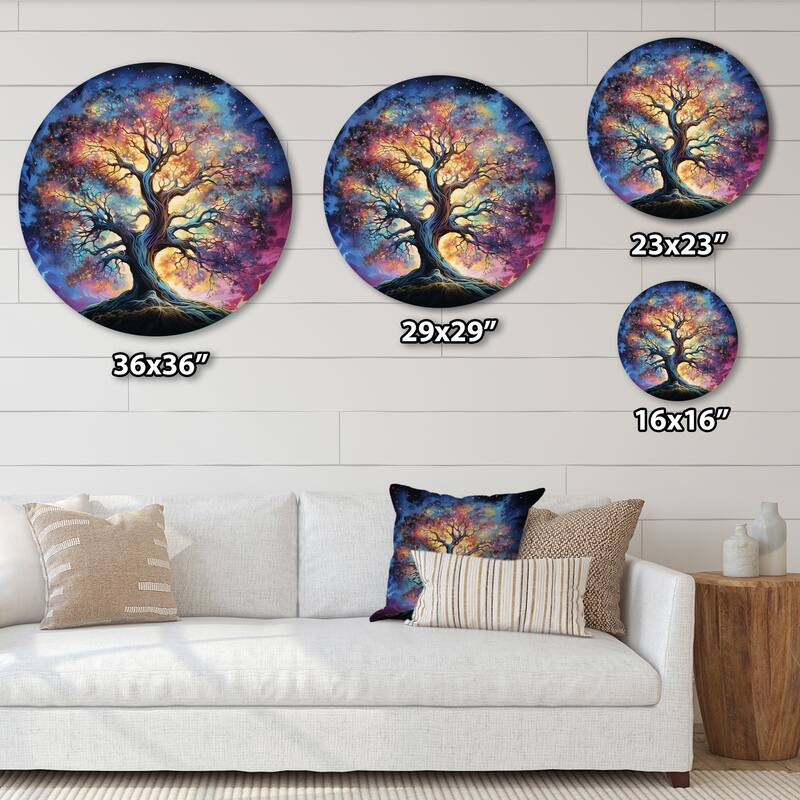 Designart "Colorful Oak Tree Eternal Strength I" Tree Oak Metal Circle ...