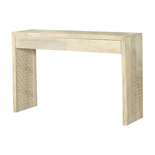 Perelli White Washed Console Table with Lattice Pattern - Bed Bath ...
