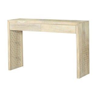 Perelli White Washed Console Table with Lattice Pattern - Bed Bath ...