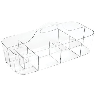 mDesign Large Plastic Divided Office Organizer Caddy Tote with Handle ...