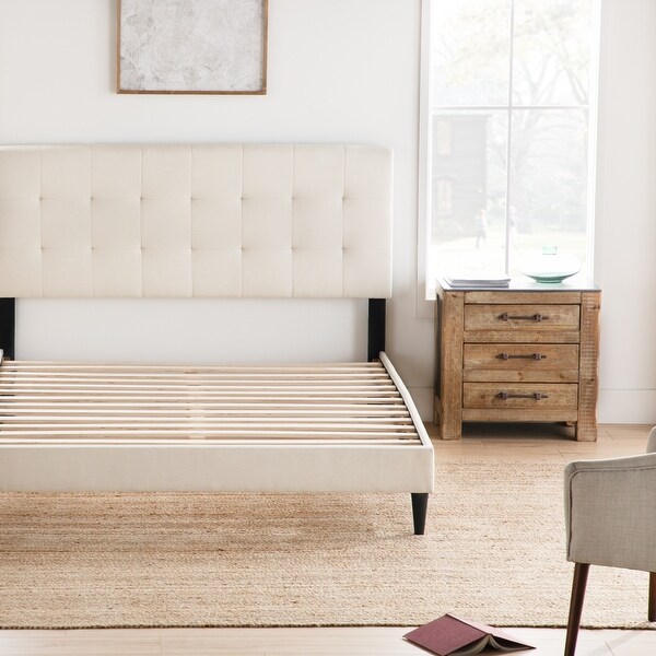 Copper grove ayrum upholstered bed frame with square tufted headboard store