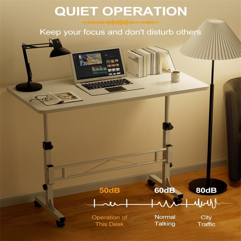 Small Standing Desk Adjustable Height Mobile Stand Up Desk 15.7 D x 31.47 W x 28 H White