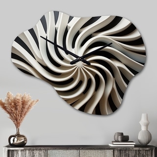 Designart - Black White Opt Art In I - Op Art Large Wall Clocks ...
