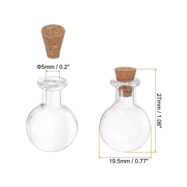20pcs Mini Glass Bottles with Cork Oblate Round Shape Wishing Bottle ...