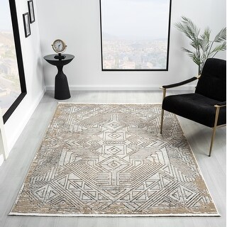 Obsession Collection Cream Abstract Area Rug - Bed Bath & Beyond - 41958409