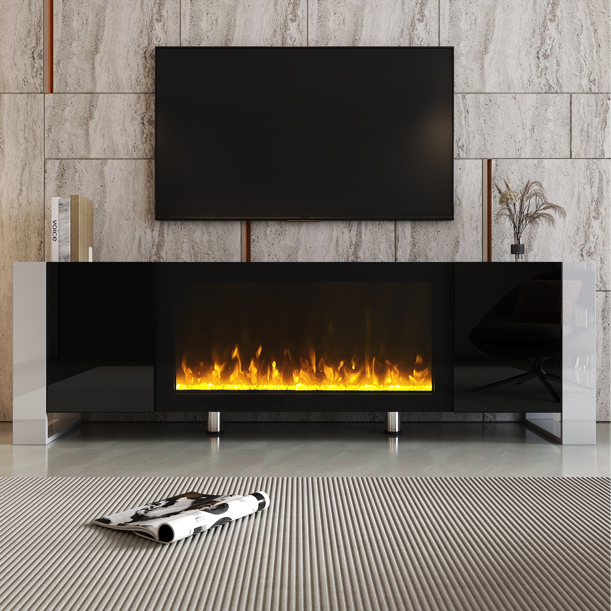 Wall mounted fire and tv unit store