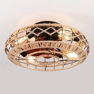 Hemp rope enclosed ceiling light rust boho ceiling lamp woven flush ...
