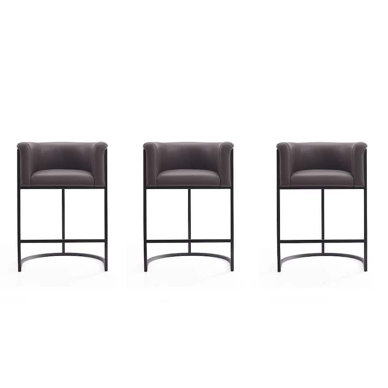 Manhattan Comfort Cosmopolitan Metal Upholstered Counter Stool - Set of ...