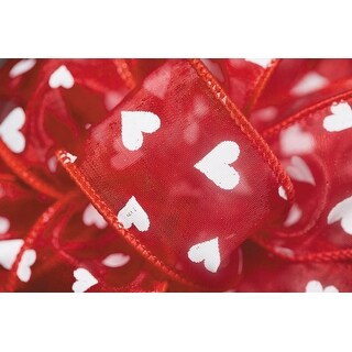 Sheer Red With White Hearts Wired Ribbon - Bed Bath & Beyond - 36880271