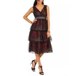 Taylor Women's Tiered Lace Midi Dress Black Size 4 - Bed Bath & Beyond ...