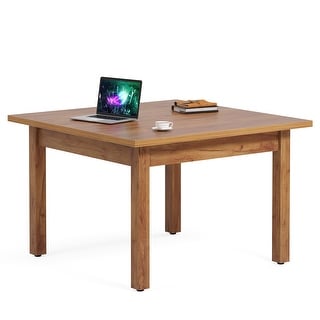 39.4 Inches Square Conference Table with Solid Wood Legs for Meeting ...