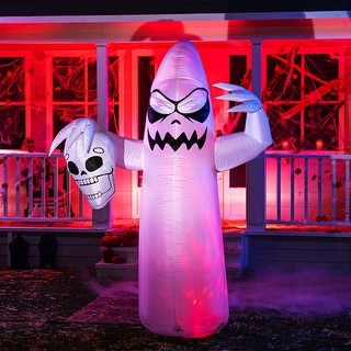Joyfy 8 FT Halloween Inflatable Ghost with Skull LEDs - Bed Bath ...
