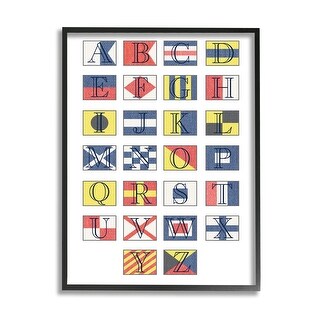 Stupell Boating Flag Alphabet Geometric Nautical Chart Framed Wall Art ...