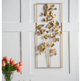Gold Metal Tree Wall Decor 30"x12" Flower Wall Accent - Bed Bath ...