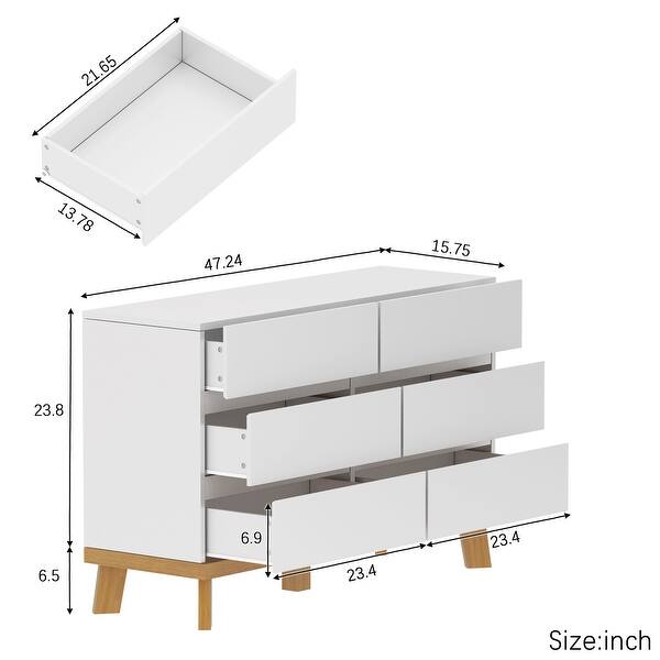 White 6 Drawers MDF Storage Cabinet for Bedroom - Bed Bath & Beyond ...