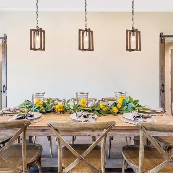 Modern Farmhouse 1-Light Faux Wood Pendant Lights for Kitchen Island ...