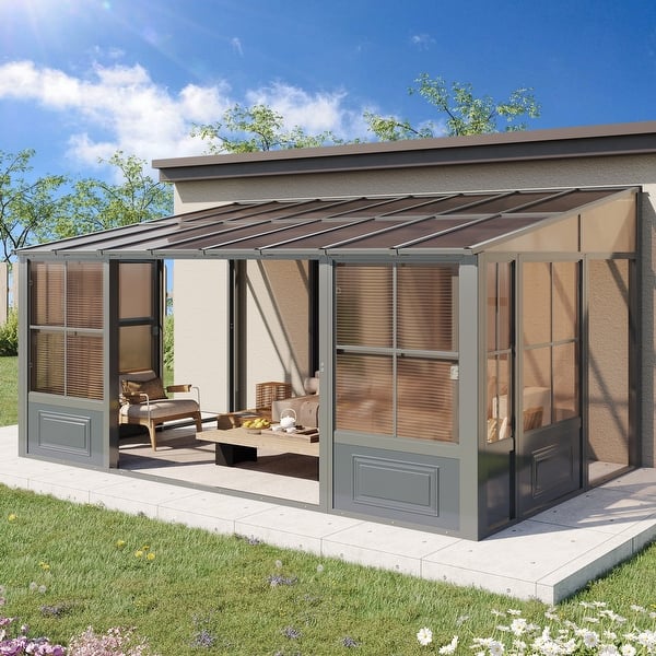 Outdoor Solarium Sunroom,Patio Hardtop Gazebo,All-Season Aluminum Patio ...