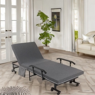 Folding Bed with Portable Foldable Guest Bed and Metal Frame on Wheels ...