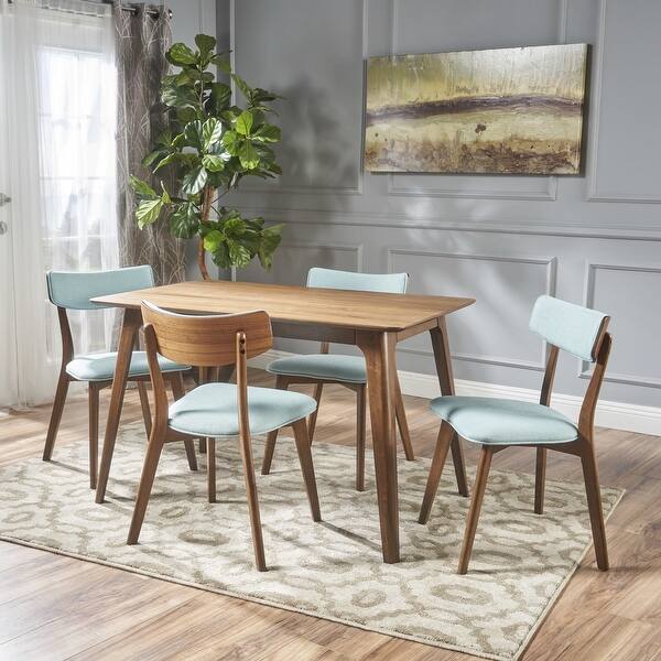 Megann Mid-Century 5-piece Wood Rectangle Dining Set by Christopher Knight Home - Bed Bath ...