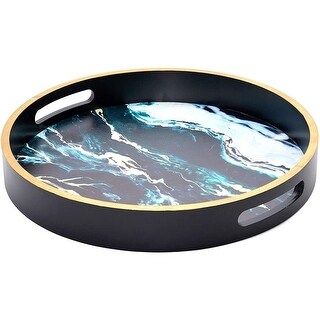 12" Round Marble Print Serving Tray - Bed Bath & Beyond - 40899040