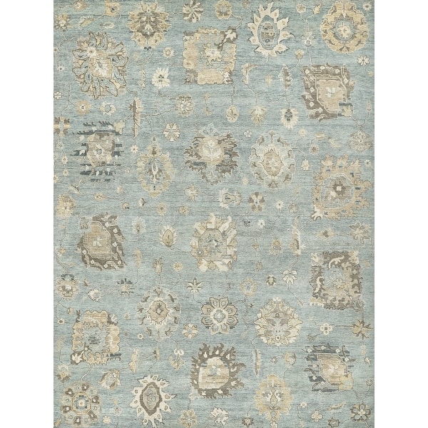 EXQUISITE RUGS Heirloom Hand-knotted New Zealand Wool Light Blue/Gold ...