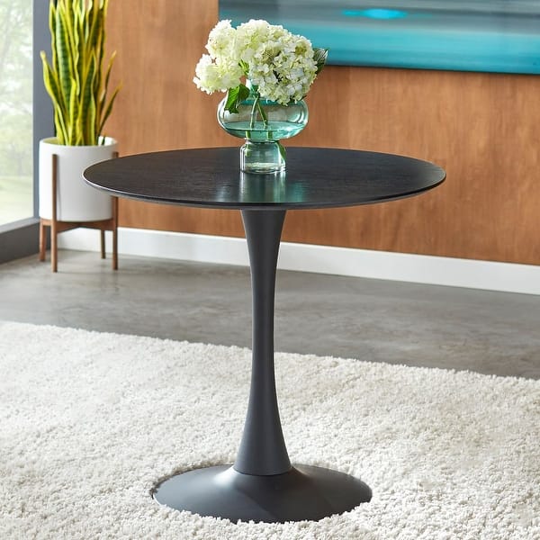Rena Black Pedestal Dining Table - Bed Bath & Beyond - 37102773