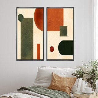 Designart "Geometrical Shapes In Retro Colors IV" Geometric Framed Art ...