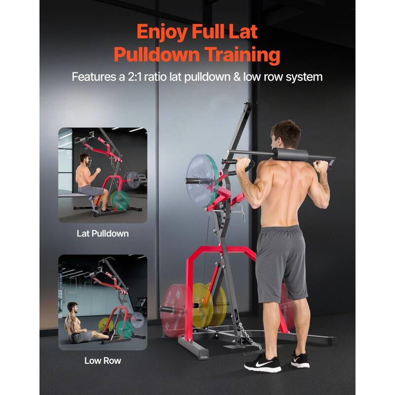 Multi-Color Steel Home Squat Machine with Lat Pulldown, Low Row and ...