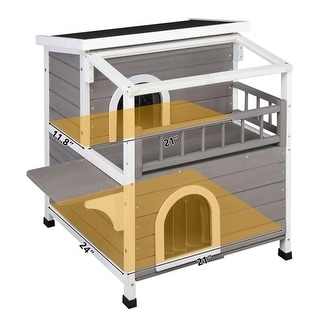 Outdoor Luxurious Cat Shelter House with Transparent Canopy - Bed Bath ...